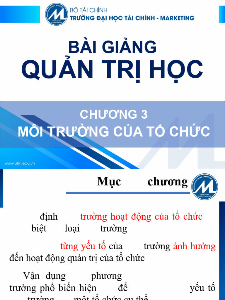 Ufm - QTH 2024 - Chương 3 - Môi Trường Của Tổ Chức | PDF