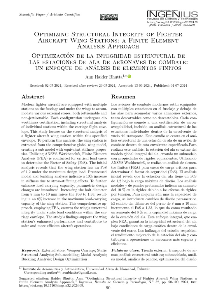 Optimizing Structural Integrity of Fighter Aircraft Wing Stations a ... Optimizing Structural Integrity of Fighter Aircraft Wing Stations a ...