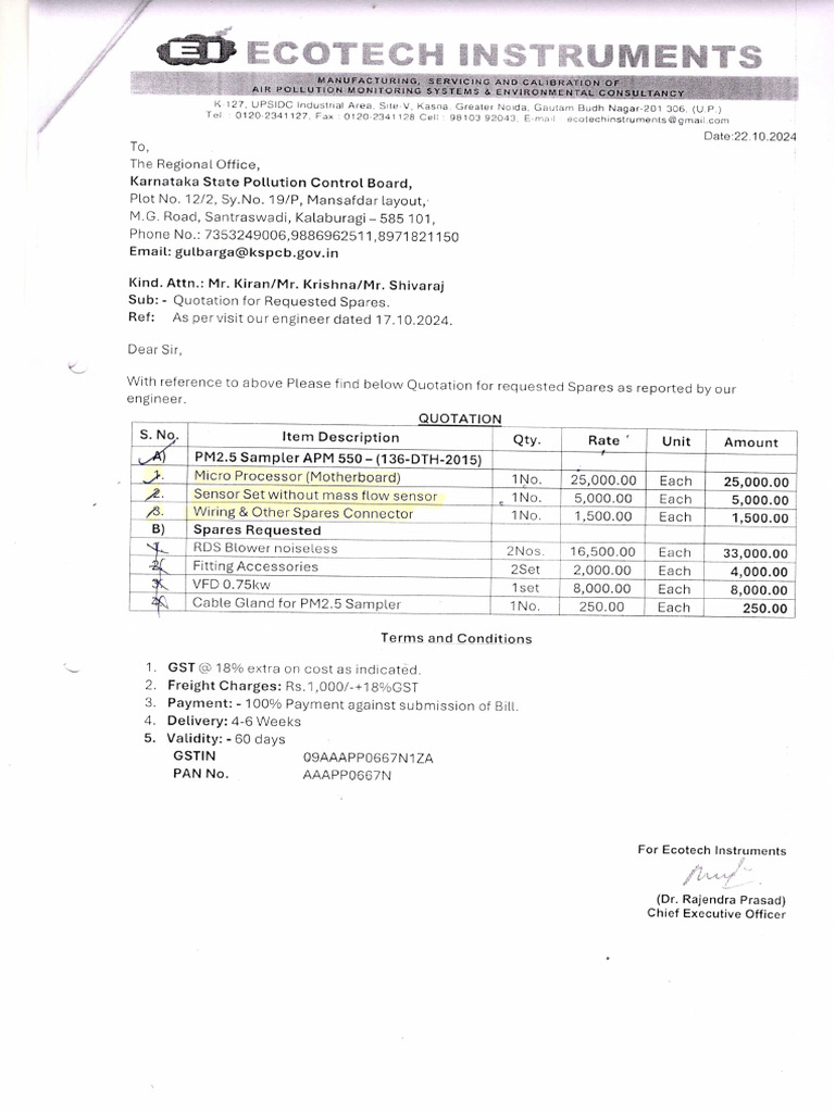 Ecotech Pm2.5 Spares | PDF