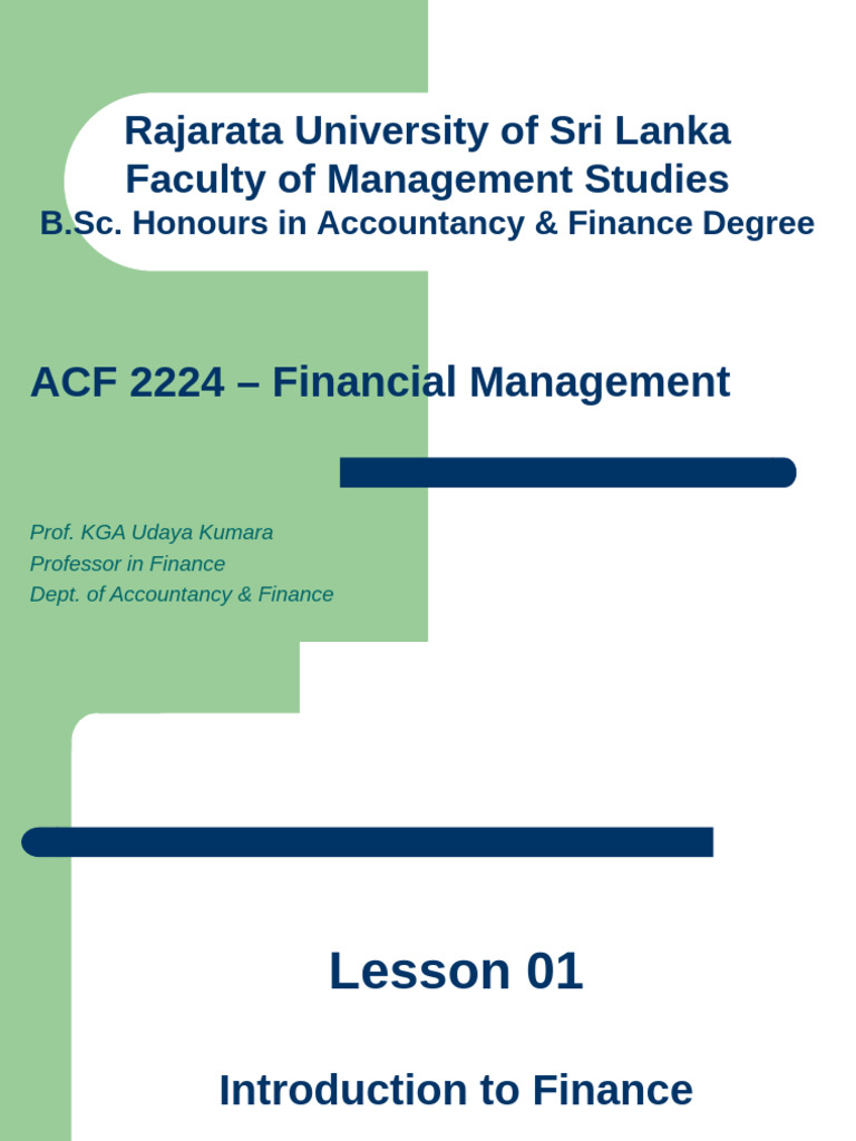 Introduction to Financial Management | PDF | Partnership | Investing