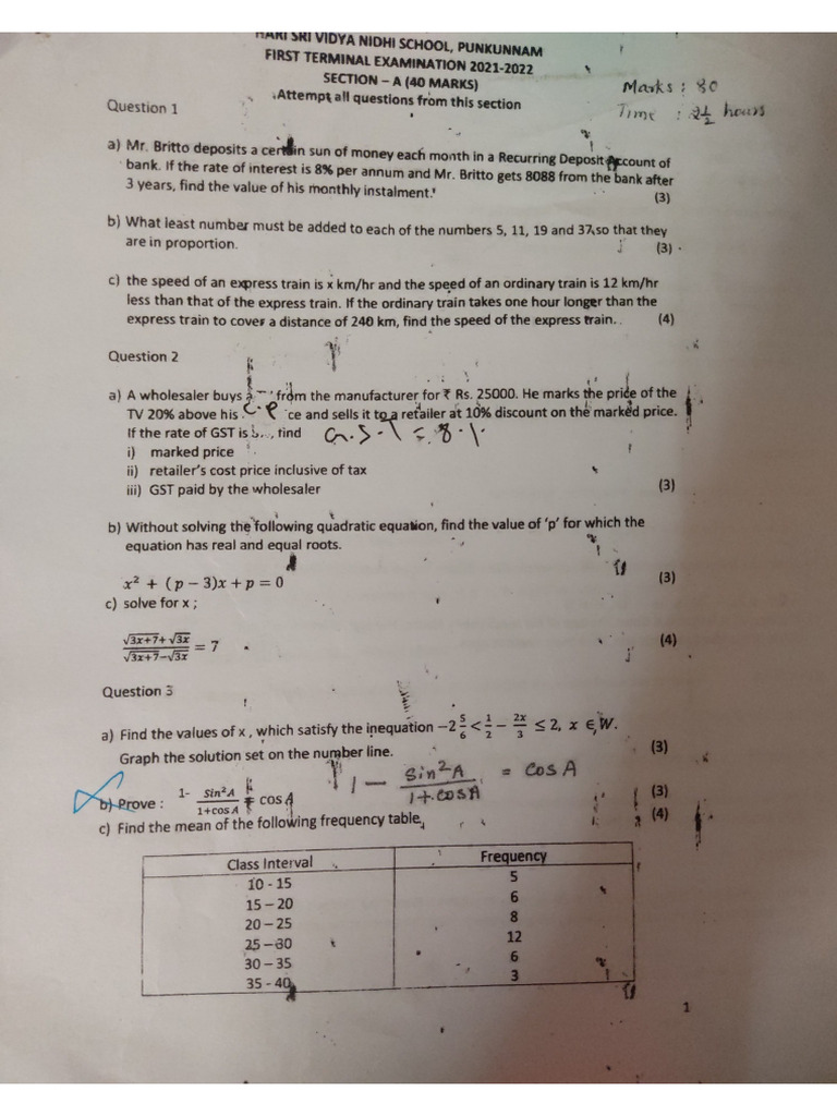Maths Q Paper | PDF