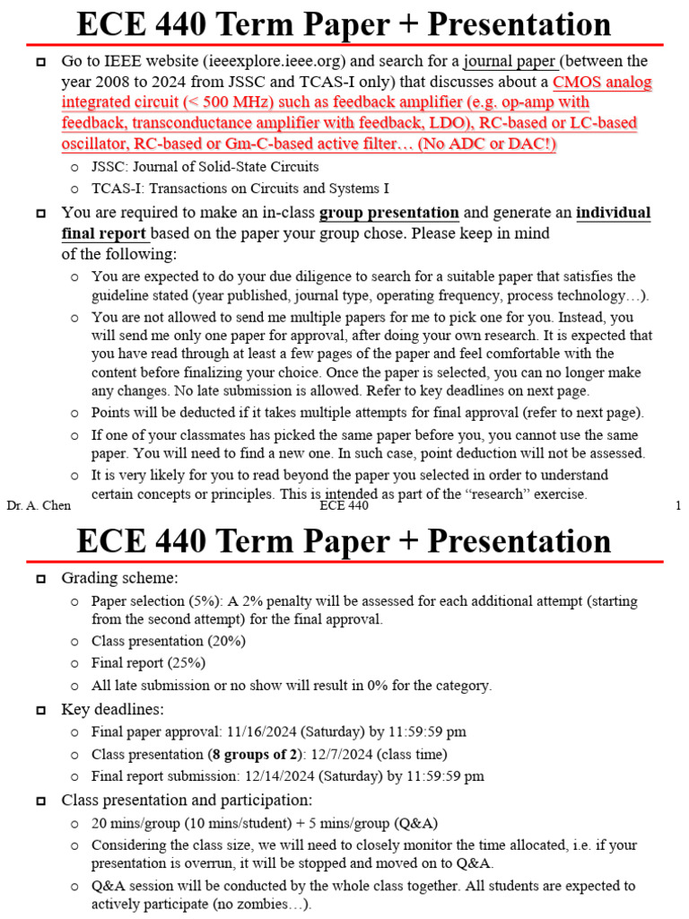 ECE 440 Paper & Presentation Guide | PDF | Electronic Design ...
