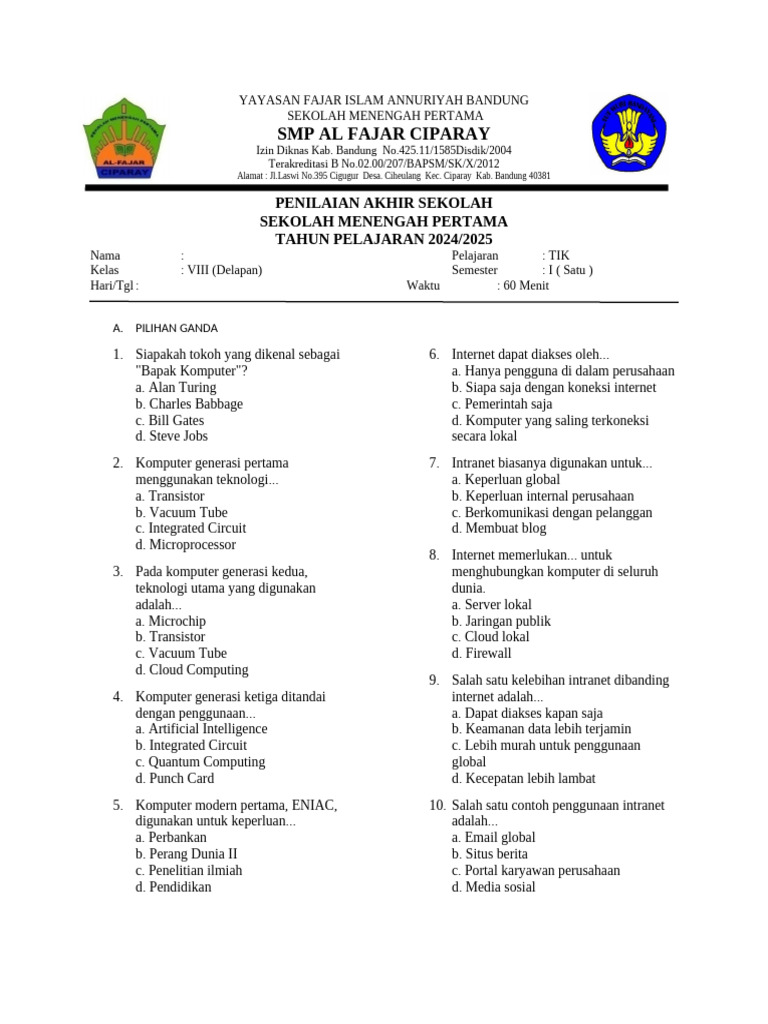 Pas Tik Kelas 9 | PDF