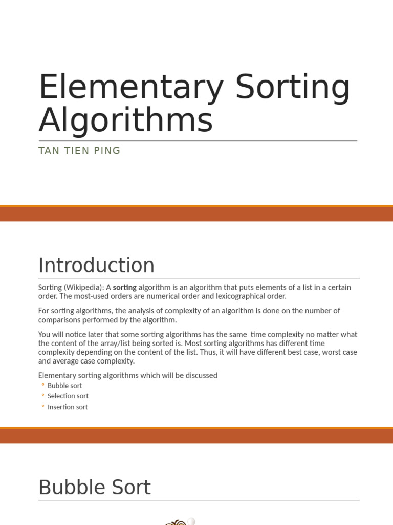 CPT212-06-Sorting_Elementary | PDF | Computing | Applied Mathematics