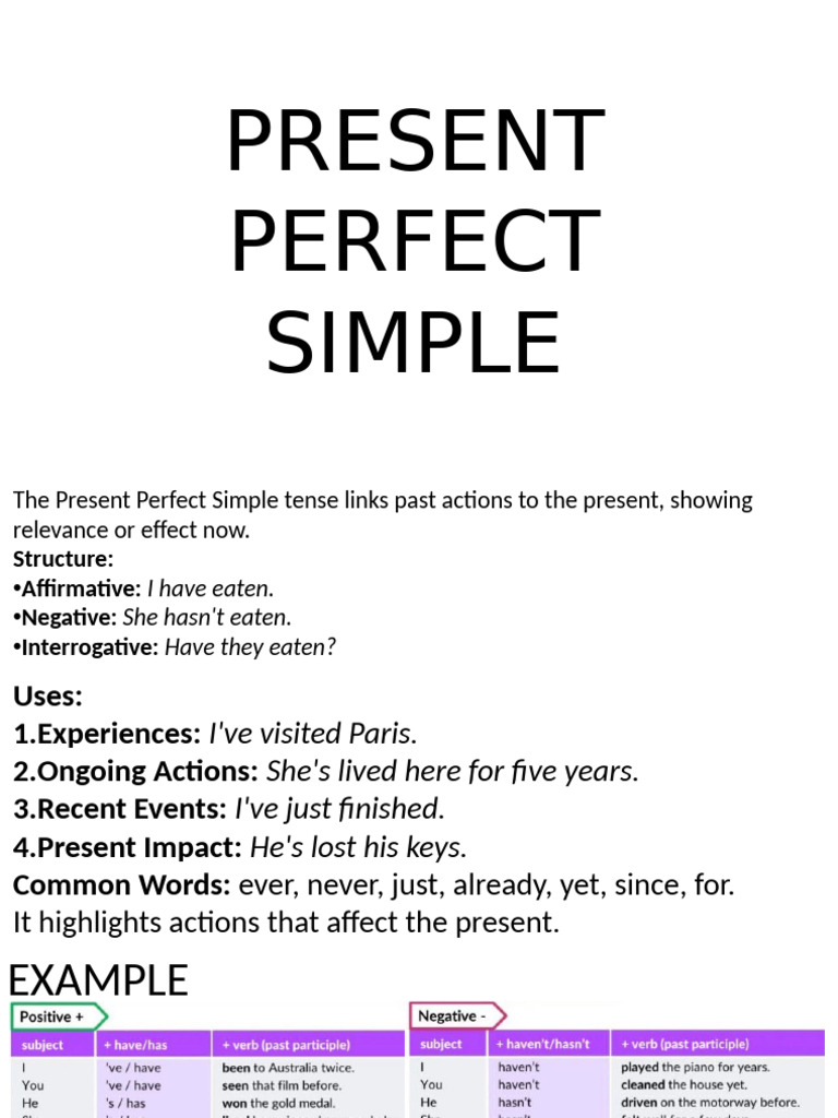 Present Perfect Simple | PDF