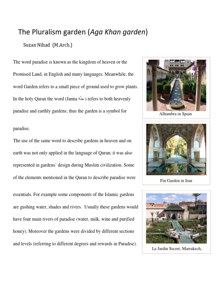The Pluralism Garden Aga Khan Garden | PDF | Paradise | Religious ...