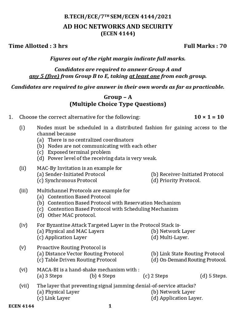 Ad Hoc Networks and Security (Ecen 4144) | PDF | Wireless Ad Hoc Network | Routing