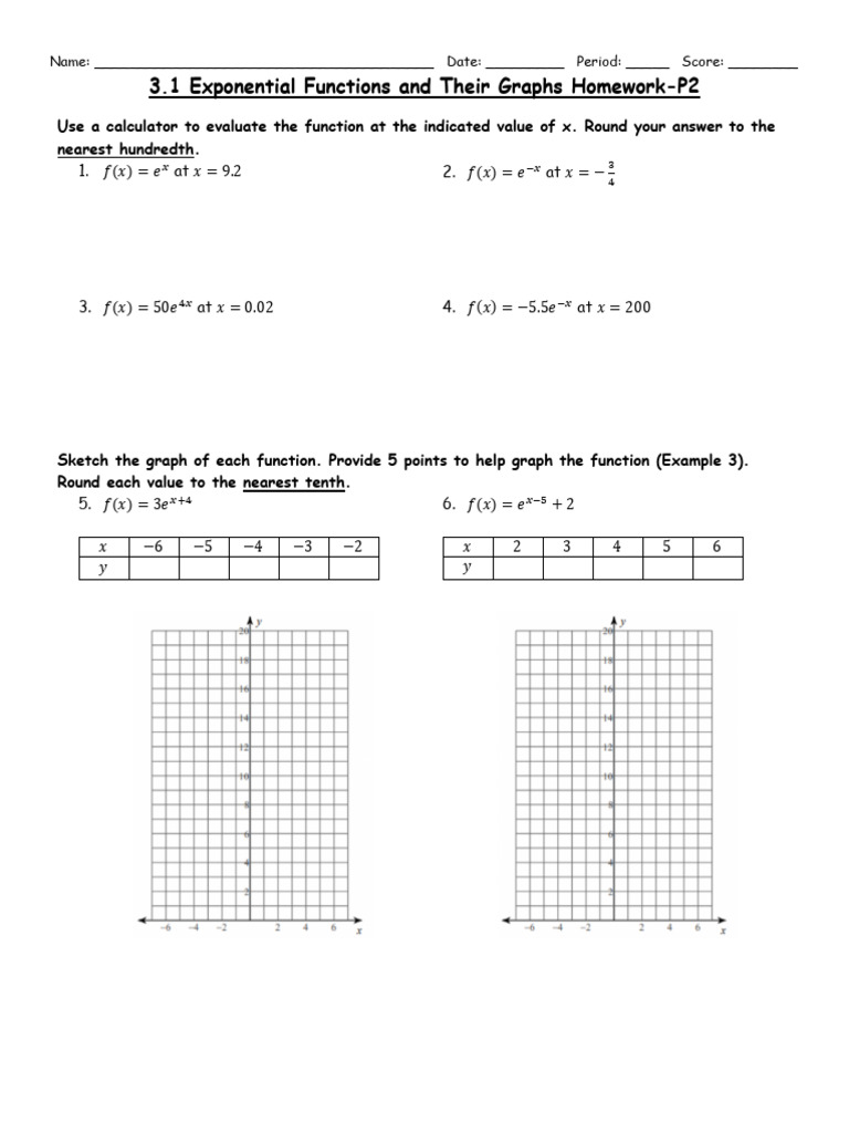 10.29 - ASSG - 3.1 Exponential Functions and Their Graphs Assignment-P2 ...