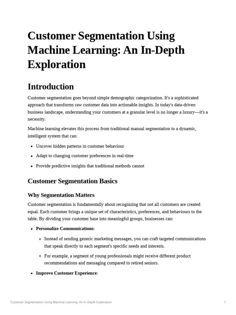 Customer Segmentation Using Machine Learning An In Depth Exploration