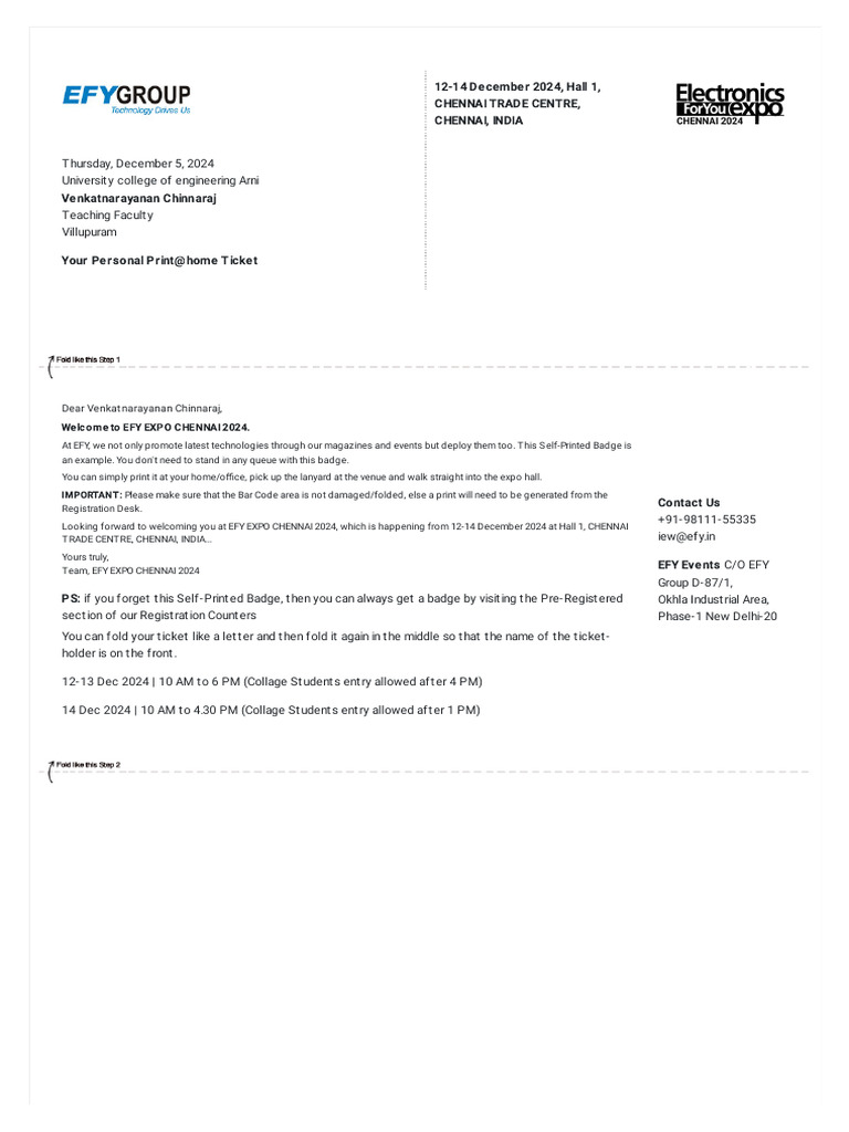 Badge-EFY EXPO CHENNAI 2024 | PDF | Ephemera