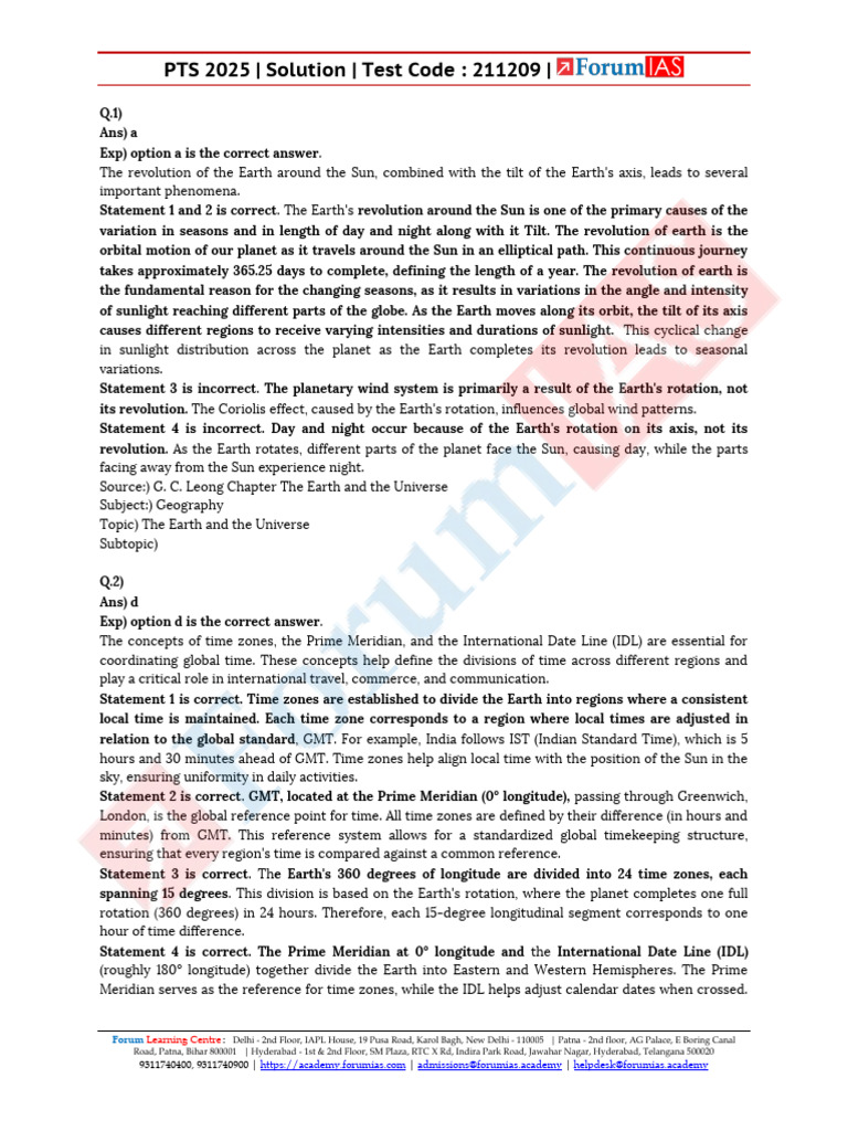 PTS 2025 - Solution - Test Code: 211209 - : Learning Centre | PDF ...