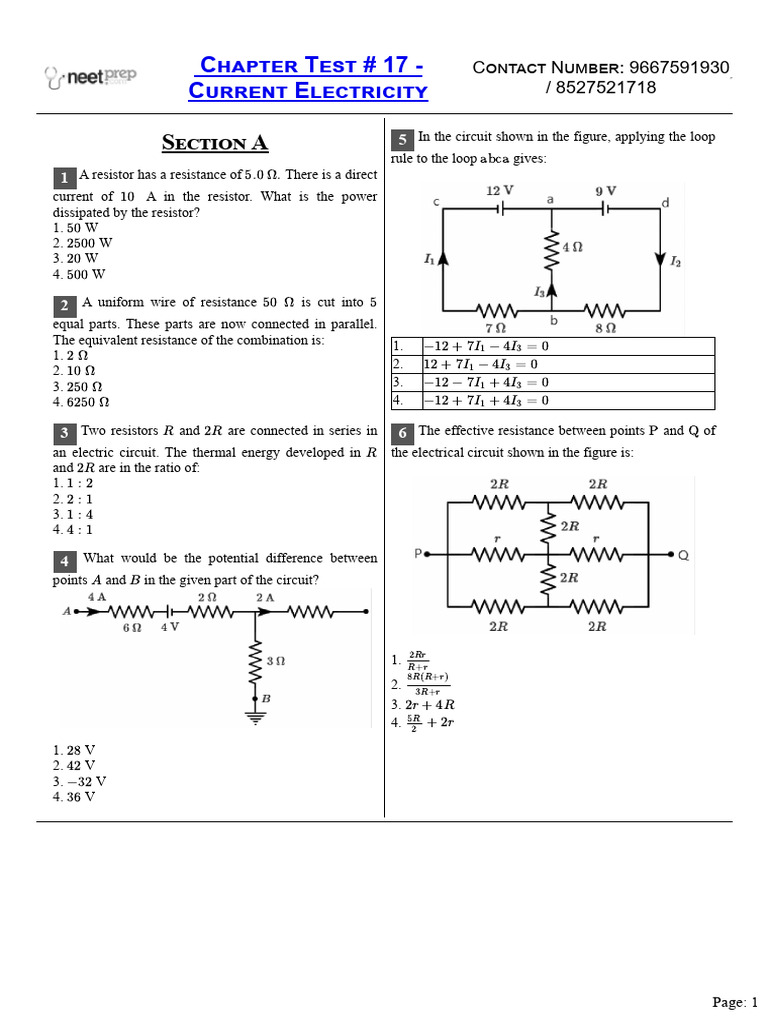 Current Electricity Pdf Electrical Resistance And Conductance