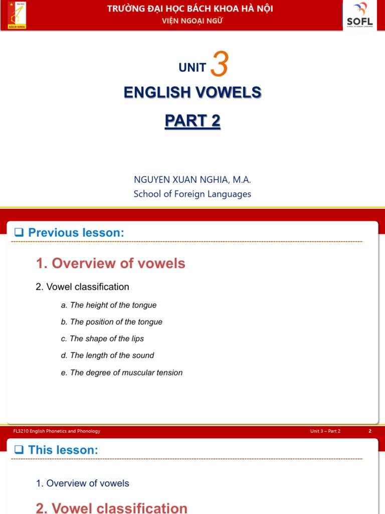 BL_Unit 3_Part 2 | PDF | Vowel | Phonetics