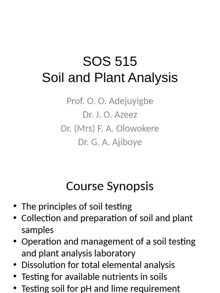 SOS 515-Soil Testing Lecture - 2 | PDF | Sampling (Statistics) | Soil