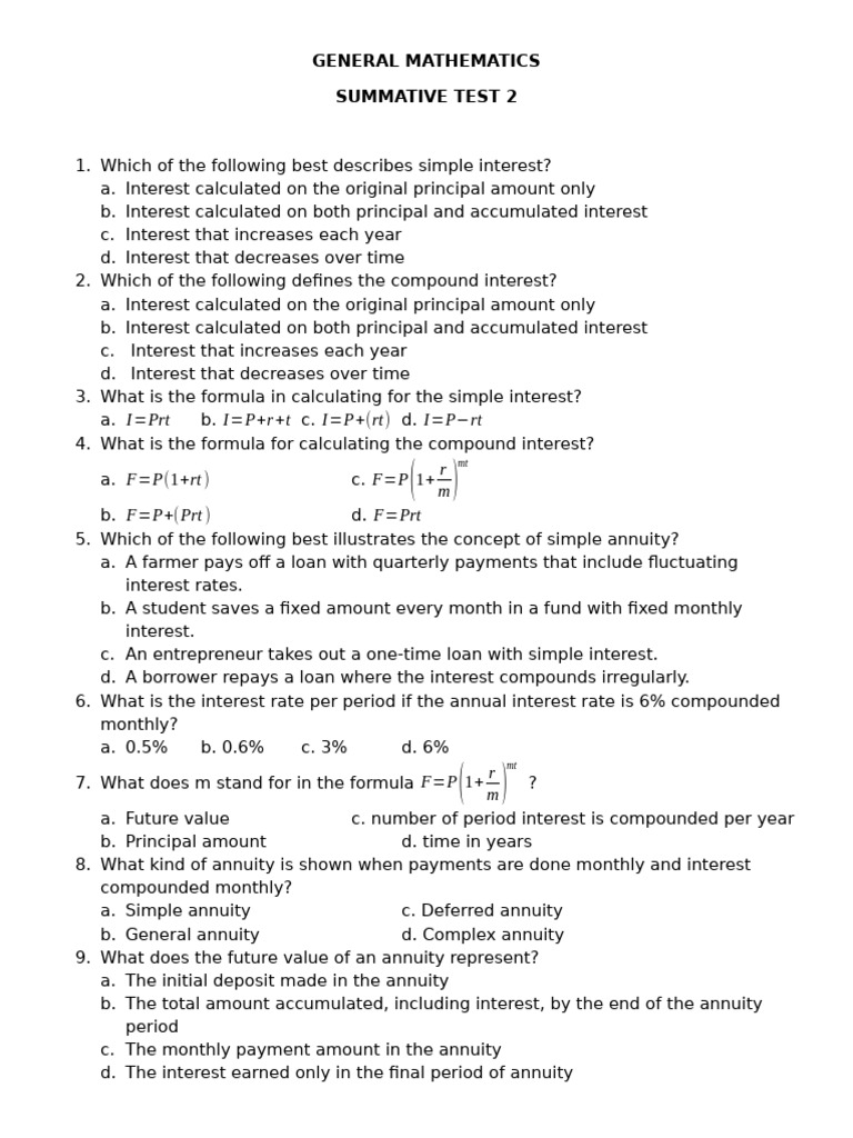 SUMMATIVE-2 | PDF | Interest | Compound Interest