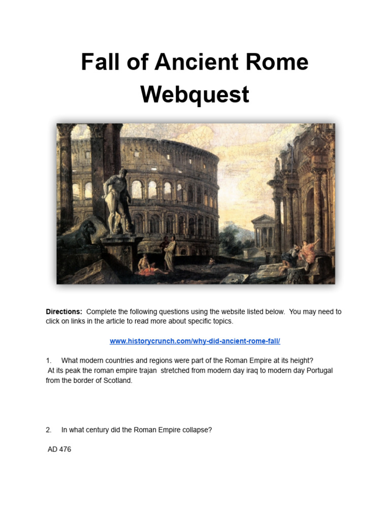 Fall of Rome Webquest | PDF | Roman Empire | Ancient Rome