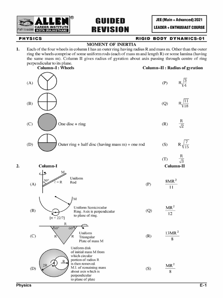 Guided Revision Sheet - RBD-1 | PDF