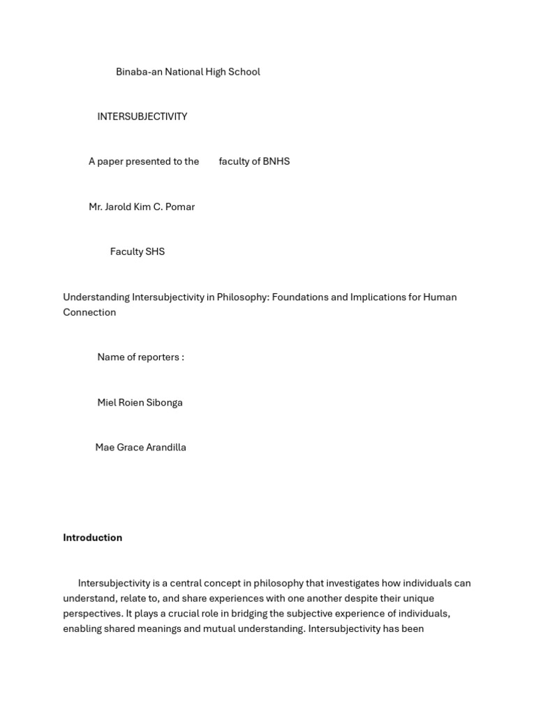 Concept Paper in Philo | PDF | Edmund Husserl | Phenomenology (Philosophy)