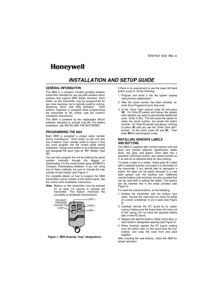 5804 Wireless Key Install | PDF | Electrical Engineering | Electronics