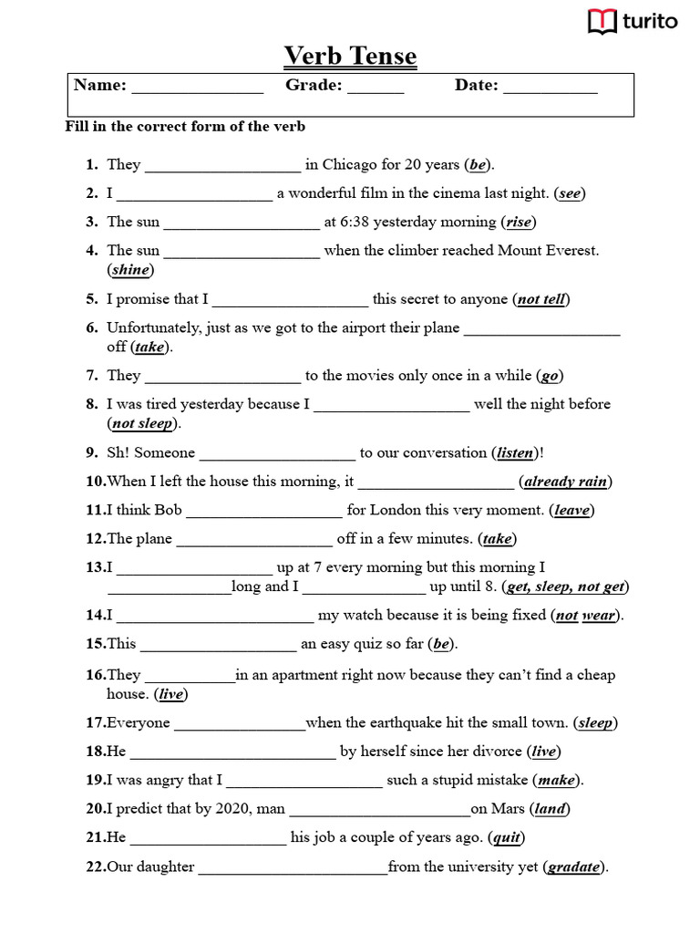 Tenses Worksheet-1 | PDF