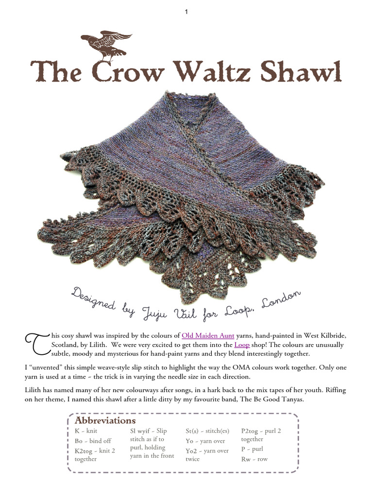 The Crow Waltz Shawl v3 | PDF | Knitting | Crochet