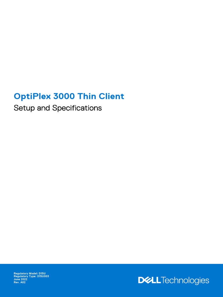 OptiPlex 3000 Thin Client | PDF | Wi Fi | Ieee 802.11