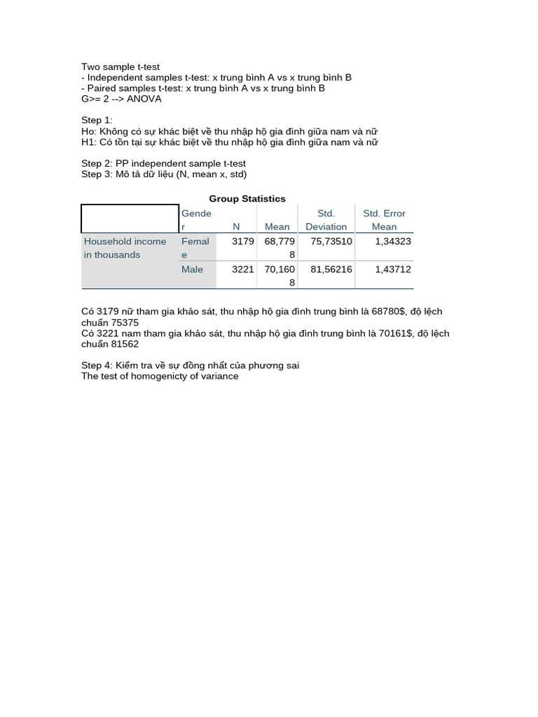 Two sample t-test | PDF