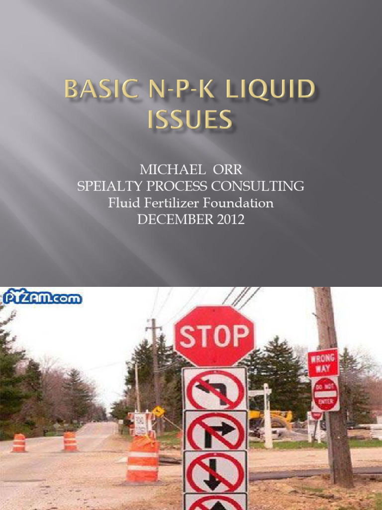 M. Orr Basic N P K Liquid Blending Issues | PDF | Ratio | Urea