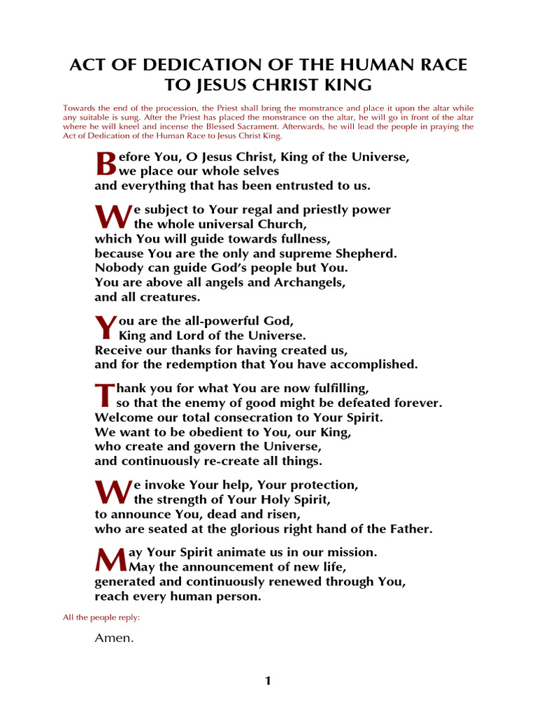 Christ the King - Prayers after the Procession | PDF | Altar ...