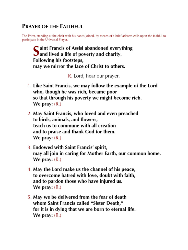 October 4 - Prayer of The Faithful | PDF