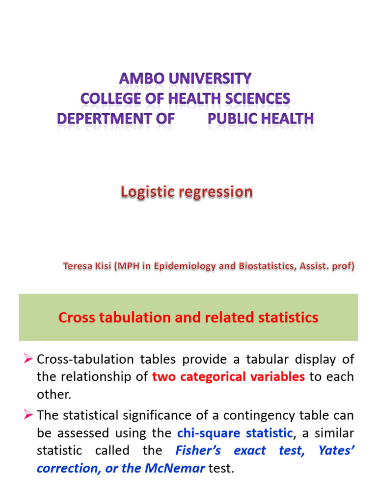 logistic regression | PDF | Chi Squared Test | Logistic Regression