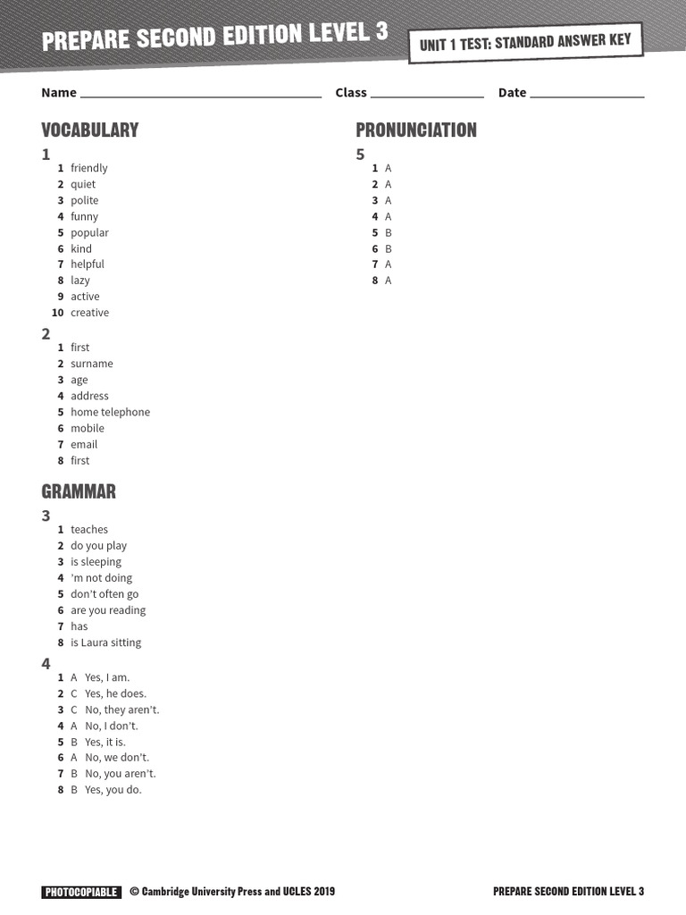 Pre Ut U1s Answerkey | PDF