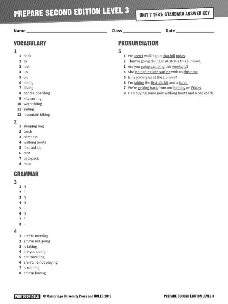 Pre Ut u7s Answerkey | PDF