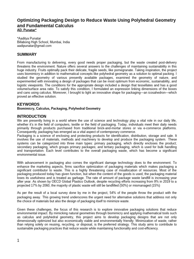 Optimizing Packaging Design To Reduce Waste Using Polyhedral Geometry ...