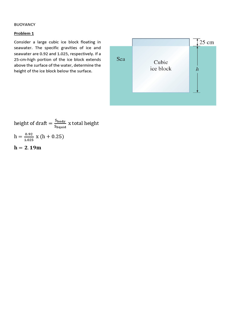 Buoyancy Problems and Solutions | PDF