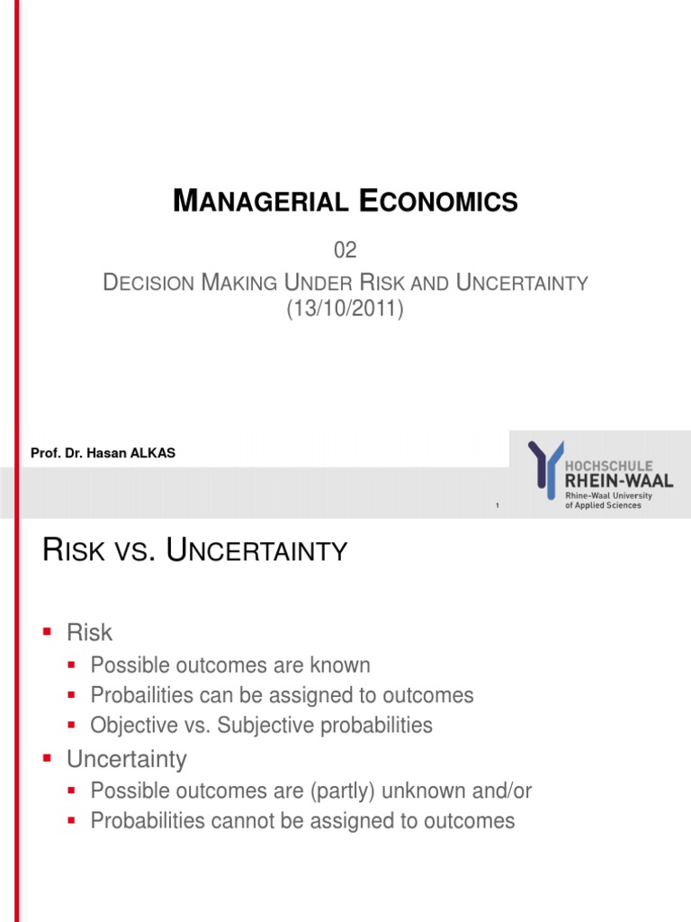 Managerial Economics Decision Making Under Risk and Uncertainty | PDF ...