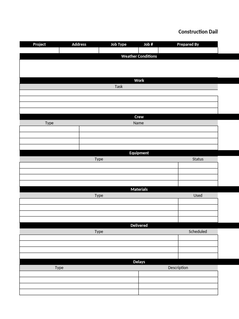 Free Construction Daily Report ProjectManager WLNK | PDF