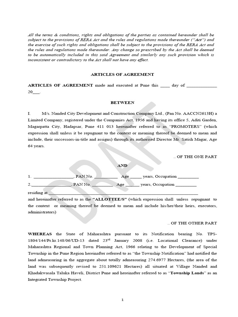 1 Proforma of Agreement For Sale | PDF | Taxes | Interest