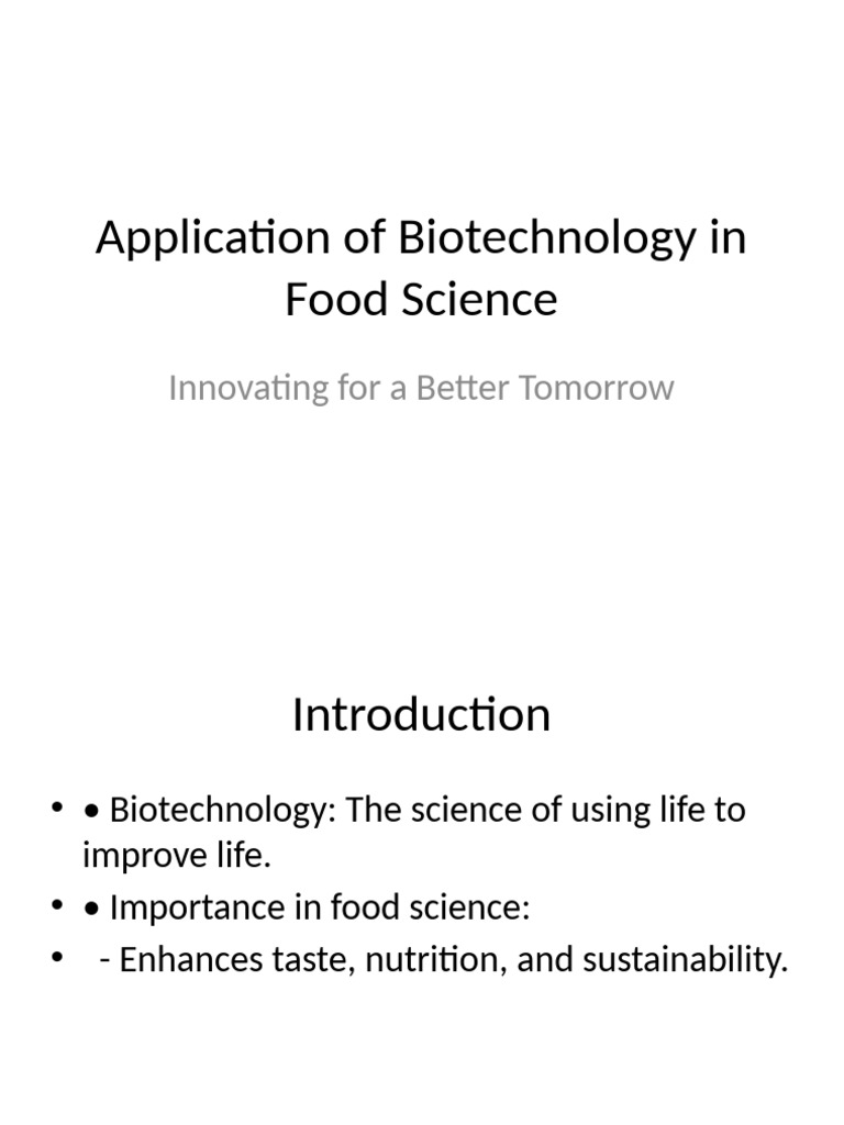 Biotechnology in Food Science | PDF | Biotechnology | Genetically ...