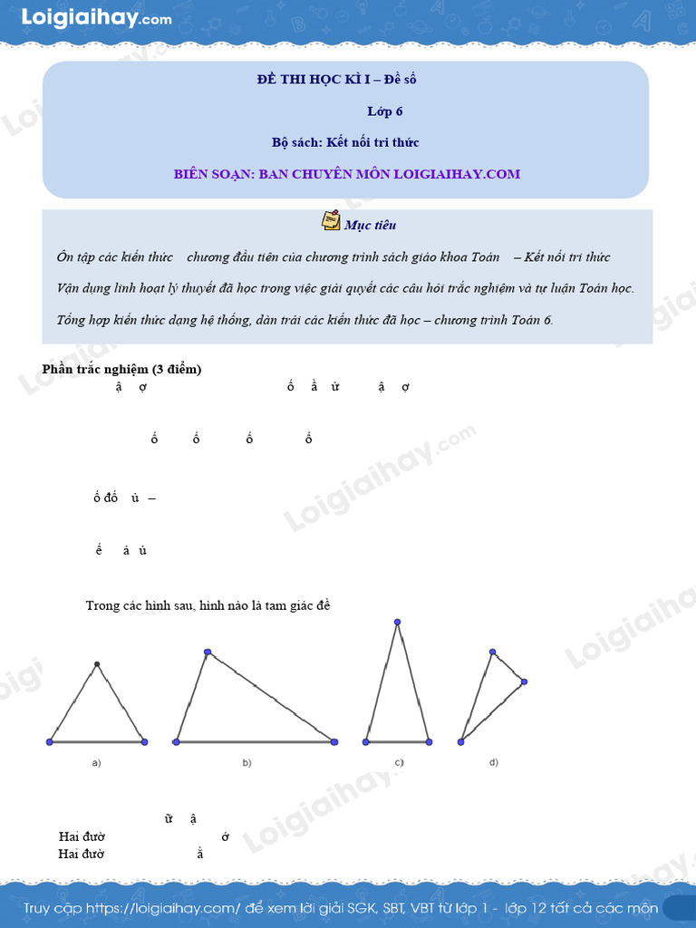 De Kiem Tra Hoc Ki 1 Toan 6 de So 13 Ket Noi Tri Thuc 1702367729 | PDF