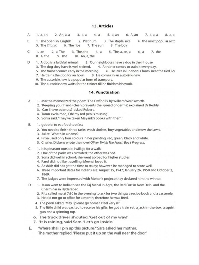 English Grammar Ans Key | PDF