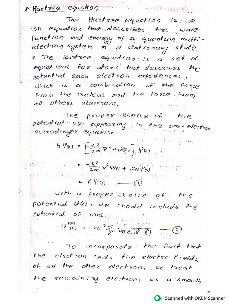 Hartree Equation | PDF
