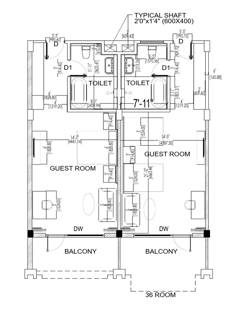 Guest Room and Balcony Dimensions | PDF