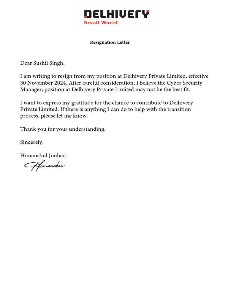 Resign Latter | PDF