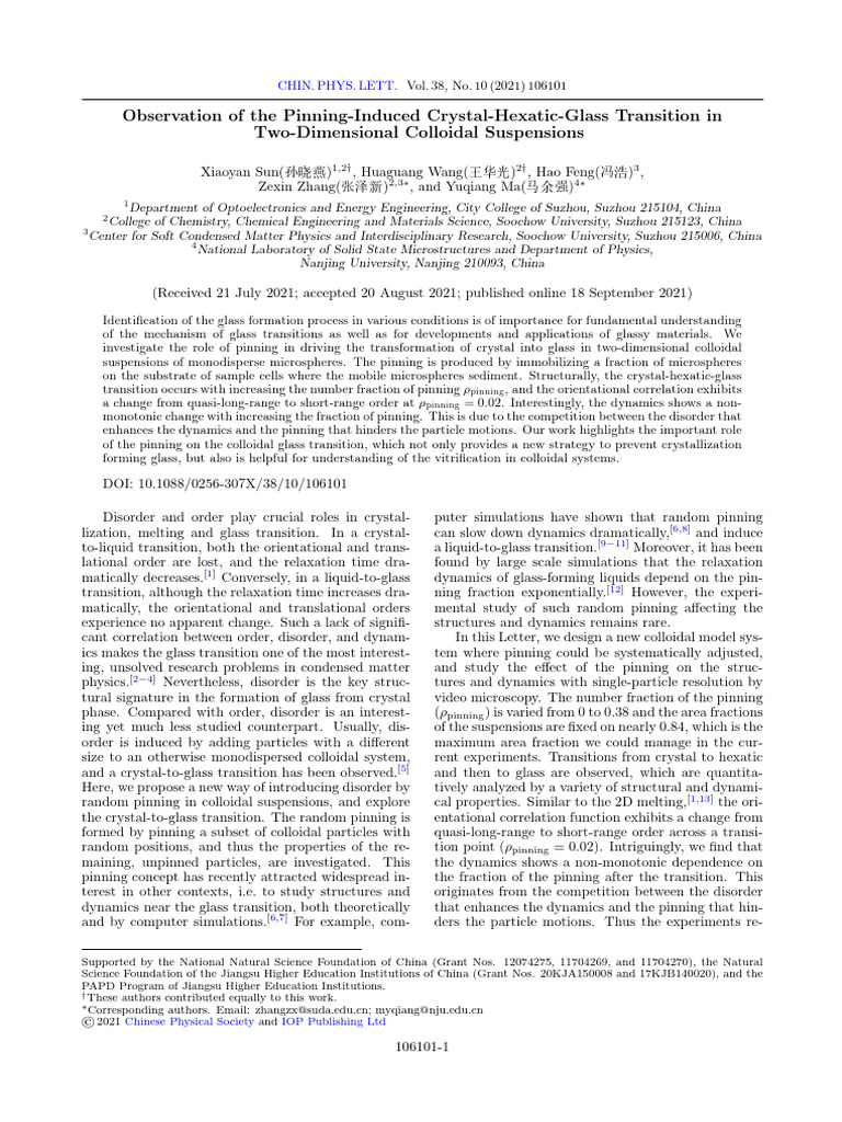 Observation of The Pinning-Induced Crystal-Hexatic-Glass Transition in ...