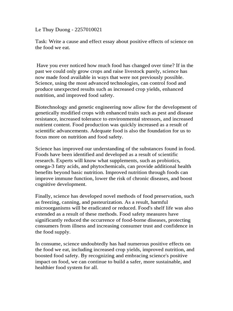 Positive Impacts of Science on Food | PDF