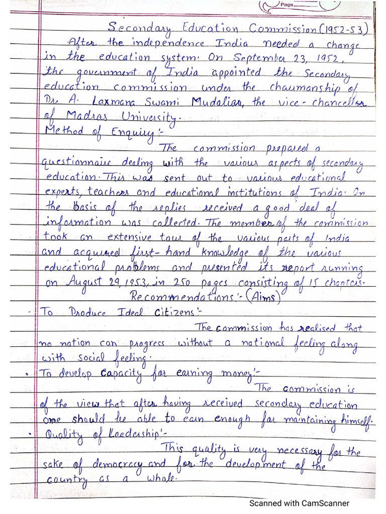Secondary Education Commission | PDF