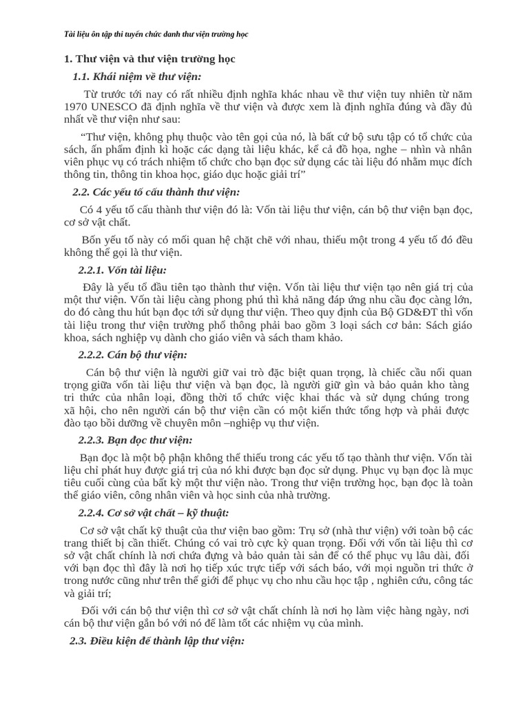 Tai lieu on tap - thu vien | PDF