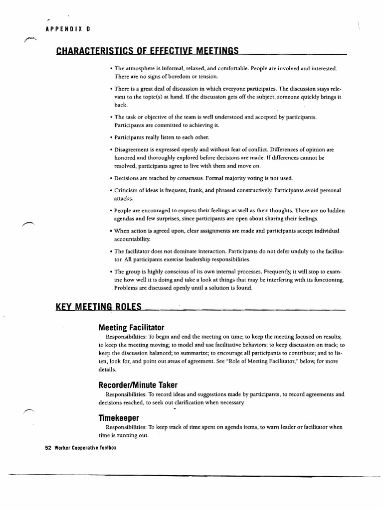 Effective Meeting Characteristics Guide | PDF | Group Decision Making ...
