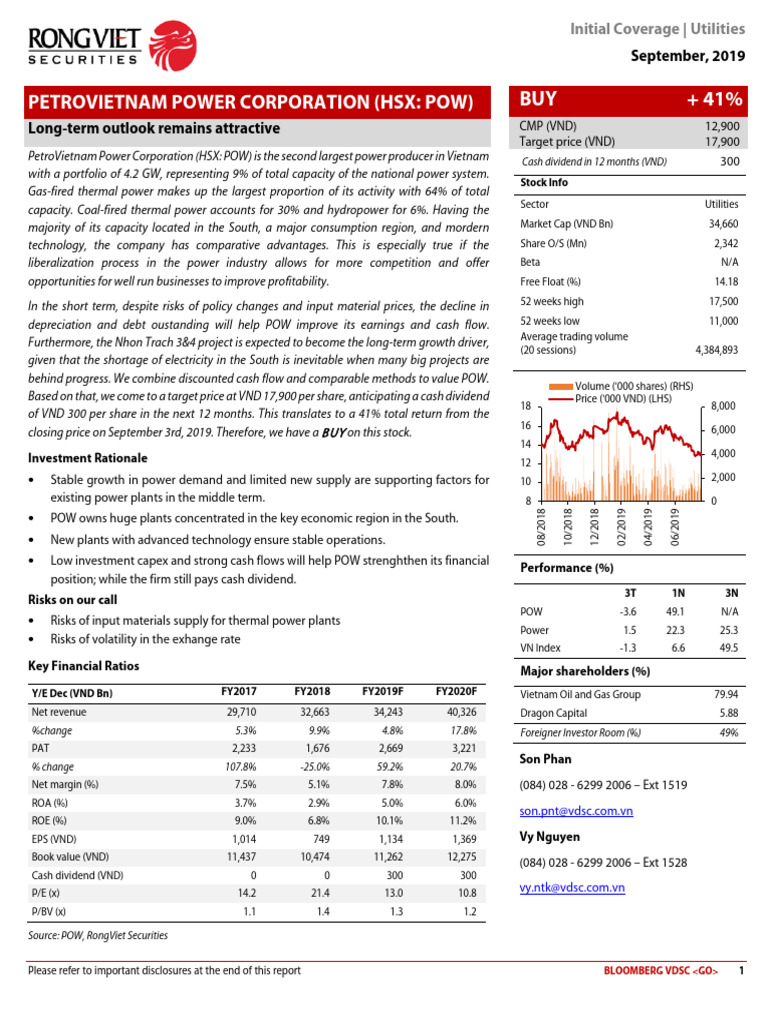 Rong Viet - POW - 201909 | PDF | Power Station | Natural Gas